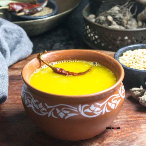 Aam Ada diye Bhaja Muger Dal Recipe - Bengali Dal Recipes
